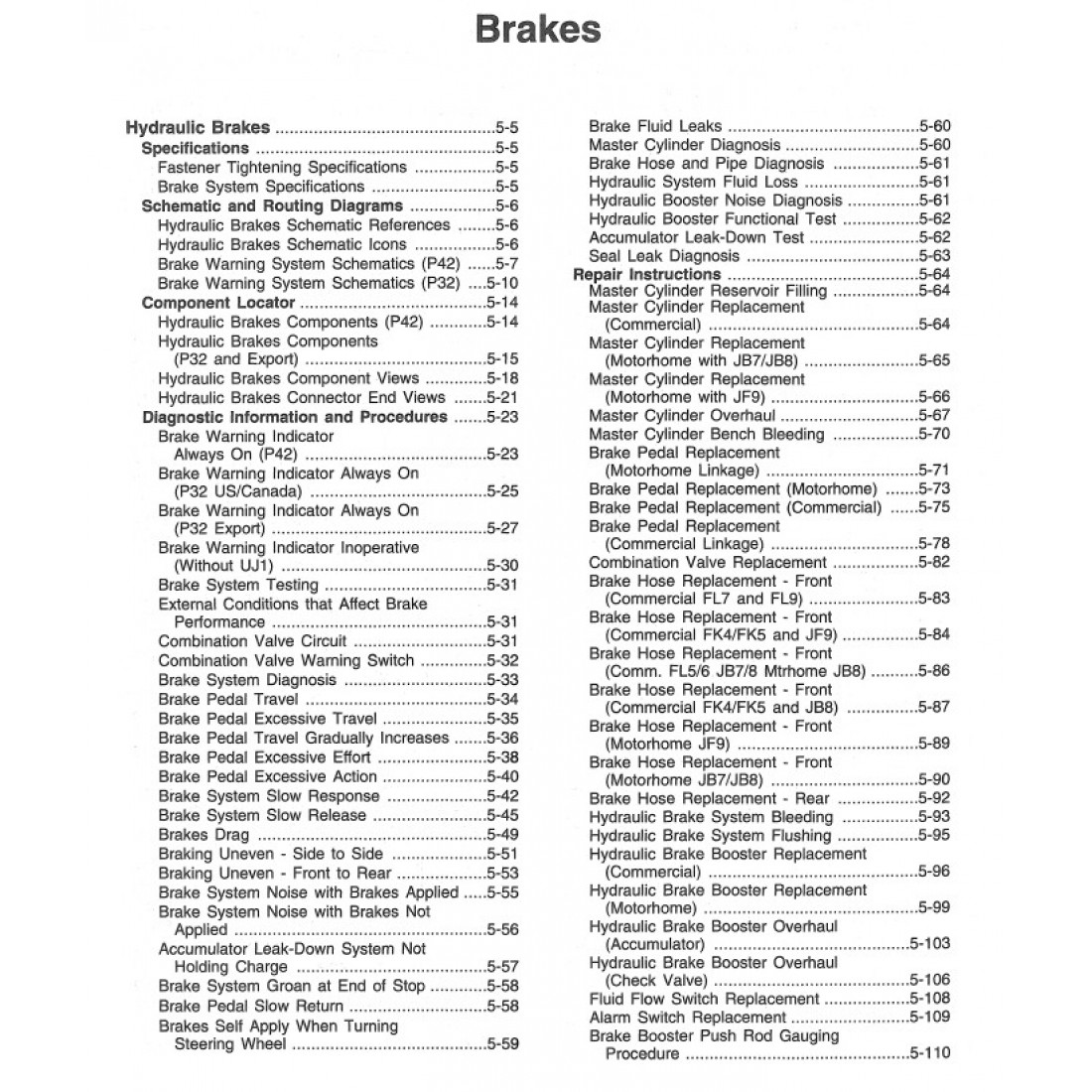 1998 Chevrolet P Series Brakes Service Manual Download - Workhorse Parts