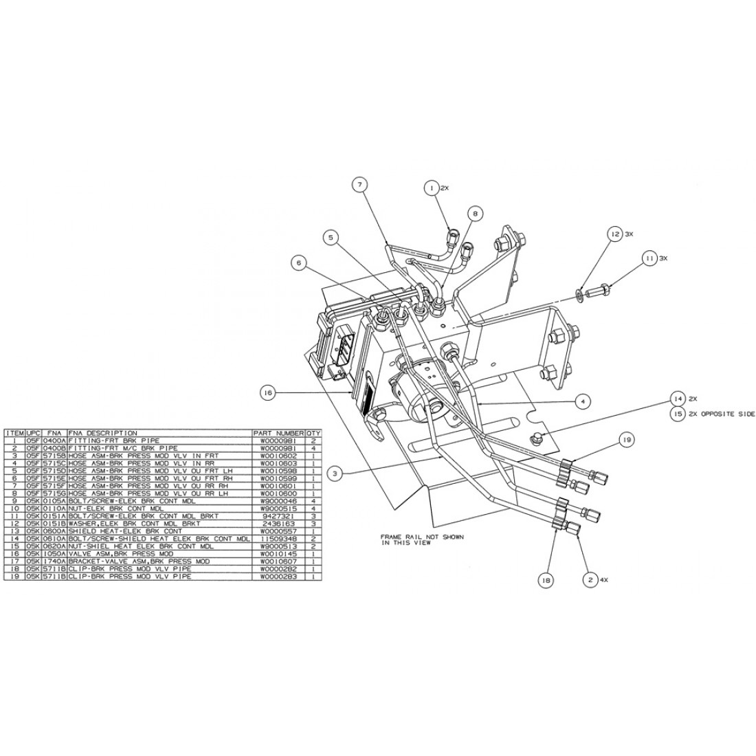 W0010602 - Hose Asm - Brake Pressure Modulator Valve In, Front (primary ...