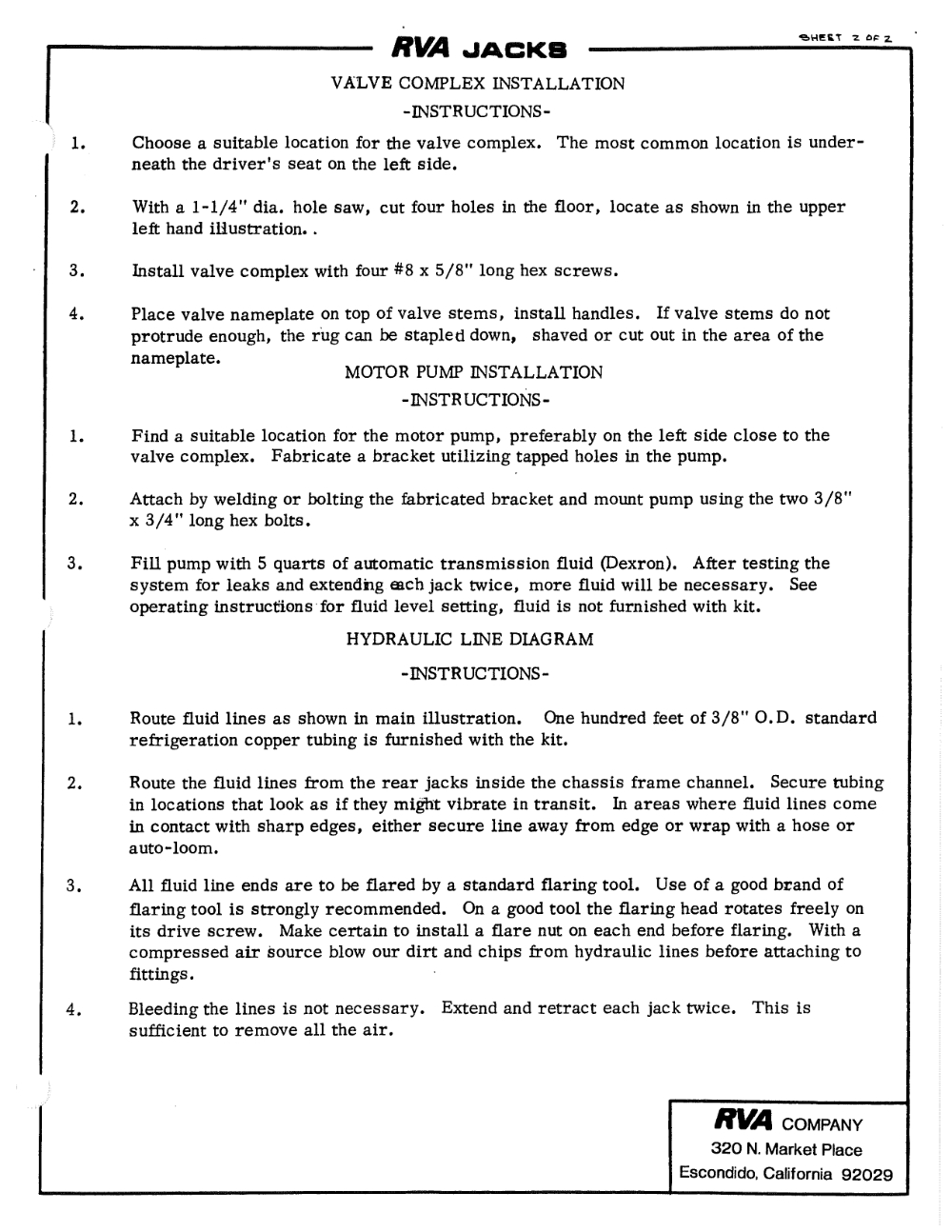 RVA Original Manual Jack System Documentation